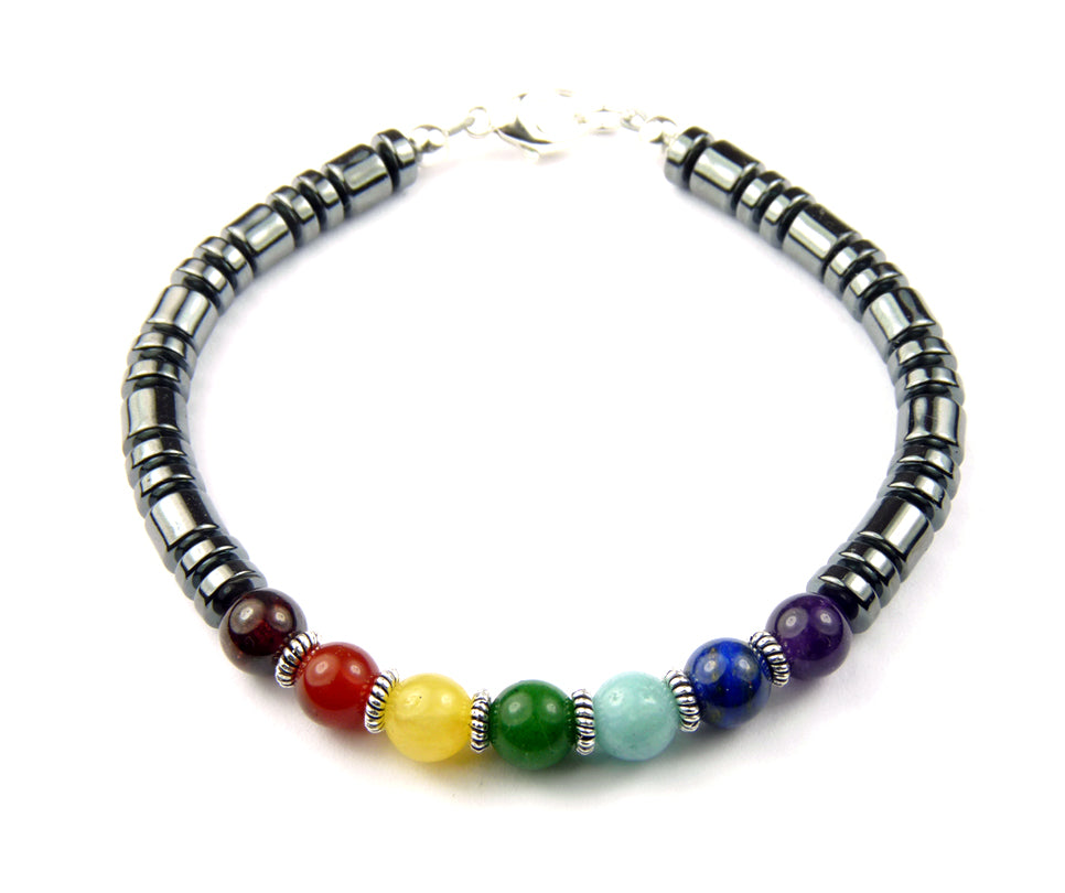 Mens Chakra Bracelets Authentic 7 Stone Chakra Jewelry Genuine 6mm Gemstones Mala Yoga Bracelets Jewels for Gents 6 Silver